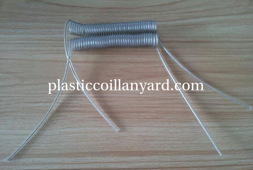 2.0*6*40mm Smart Short Plastic Transparent Spiral Spring Coil Tether Part w/Straight Line on Ends supplier