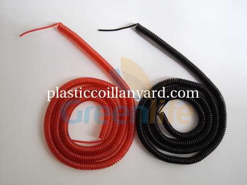 Custom Special 1metre Long Red/Black Wire Reinforced Coiled Cable Safety Cord Leash supplier
