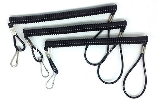 Heavy Duty Reingforced Solid Balck PU Coated 4.0mmDia Wire 1.2mm Inside Steel Cable Lanyard Tether supplier