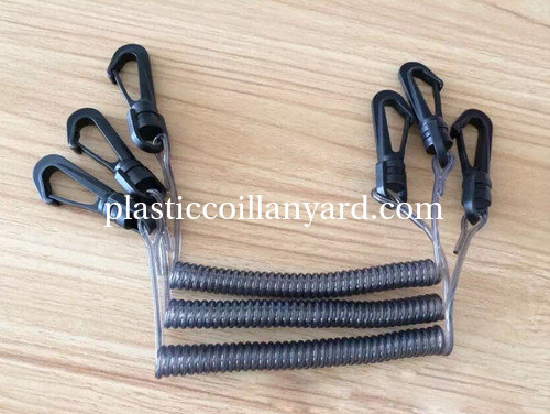 Micro Slim 2.0mm Cord Dia 0.3mm Wire Inside Coiled Lanyard Retainer with 2pcs Plastic Hooks supplier