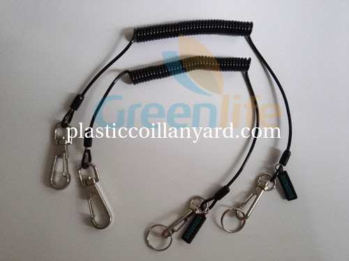 0.8 Steel Wire Inside Best PU Jacket Spring Coiled Protective Lanyard Tether w/Custom Logo Tag supplier