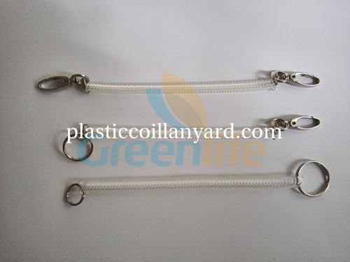 Transparent Clear Color Light Weight Coil Extention Key Chain w/Custom OEM Different Hook/Buckle/Ring supplier
