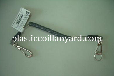 Transparent PU Coated Stainless Steel Wire Inside Tool Coiled Leash Holder w/Snap Hooks supplier