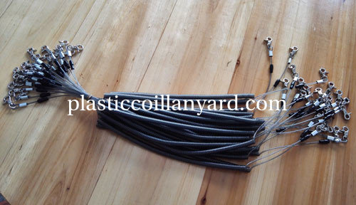 Transparent Black Wire Coiled Fishing Lanyard Short Holder Pole Anti-drop Leashes supplier