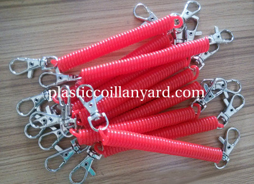 Custom Rose Color 2.5x12x120mm Plastic Spring Key Coil w/Trigger Hooks on Both Ends supplier