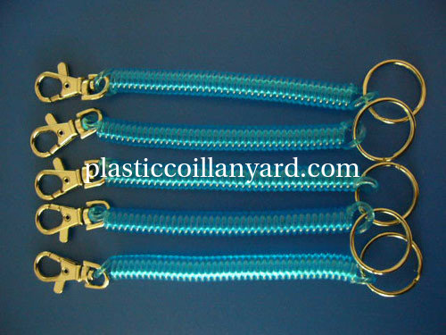 Custom Rose Color 2.5x12x120mm Plastic Spring Key Coil w/Trigger Hooks on Both Ends supplier