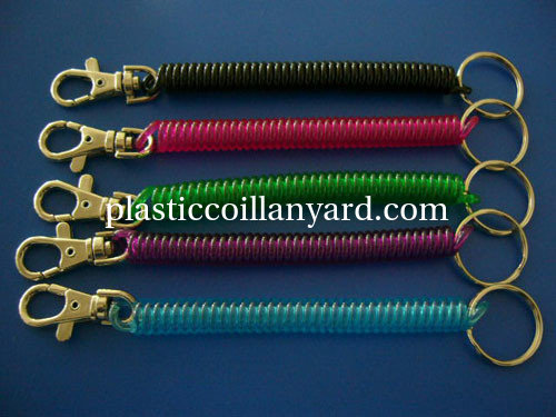 Custom Rose Color 2.5x12x120mm Plastic Spring Key Coil w/Trigger Hooks on Both Ends supplier