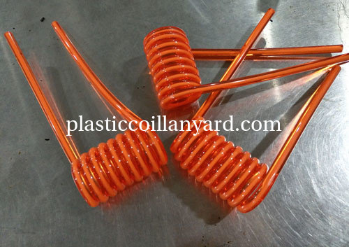 Custom Orange TPU Coated White Plastic Cord Inside Spring Coil Tether Leash supplier