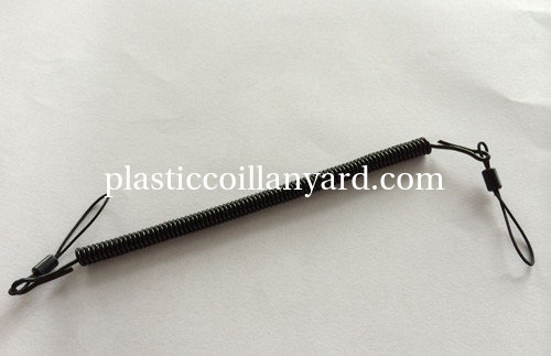 Plastic Slim Black Color Cheap Retainer Spring Coiled Lanyard Pen Holder Connector supplier