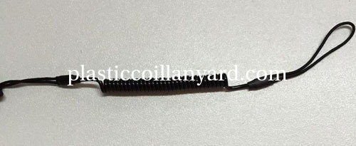 Plastic Slim Black Color Cheap Retainer Spring Coiled Lanyard Pen Holder Connector supplier