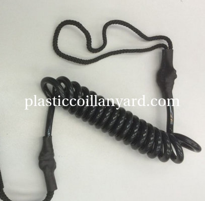 Plastic Slim Black Color Cheap Retainer Spring Coiled Lanyard Pen Holder Connector supplier