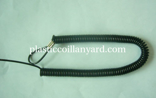 Plastic Slim Black Color Cheap Retainer Spring Coiled Lanyard Pen Holder Connector supplier