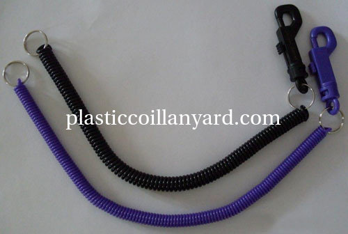 Plastic Spiral Cansion Key Coil Chain Black Purple Long Tether Leash supplier