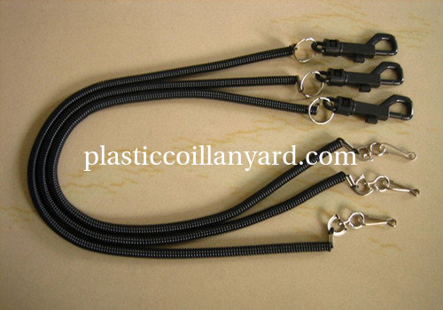 Plastic Spiral Cansion Key Coil Chain Black Purple Long Tether Leash supplier