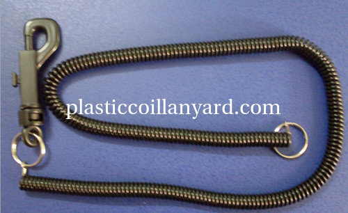 Plastic Spiral Cansion Key Coil Chain Black Purple Long Tether Leash supplier