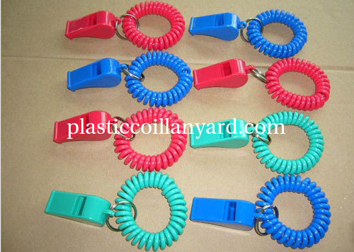 Red/Blue Plastic Wrist Band Coil Loop with Plastic Alerting Whistles supplier
