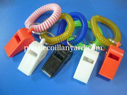 Red/Blue Plastic Wrist Band Coil Loop with Plastic Alerting Whistles supplier