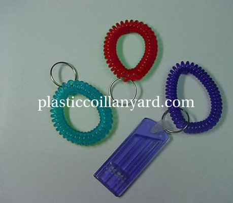 Plastic Spring Wrist Coil Cord W/Flat Whistle for Promotion supplier