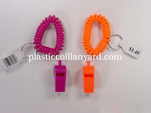 Plastic Spring Wrist Coil Cord W/Flat Whistle for Promotion supplier