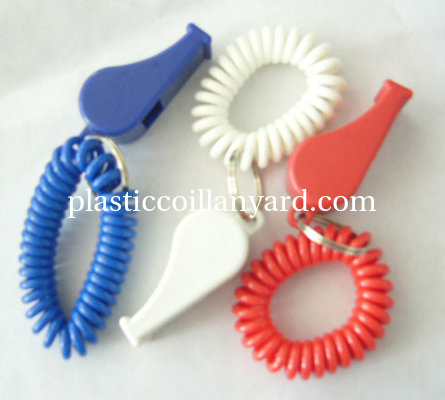 Plastic Spring Wrist Coil Cord W/Flat Whistle for Promotion supplier