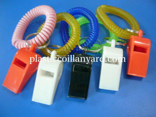 Promotional Custom Colors Plastic Whistle and Wrist Coil Combo Safety Products supplier