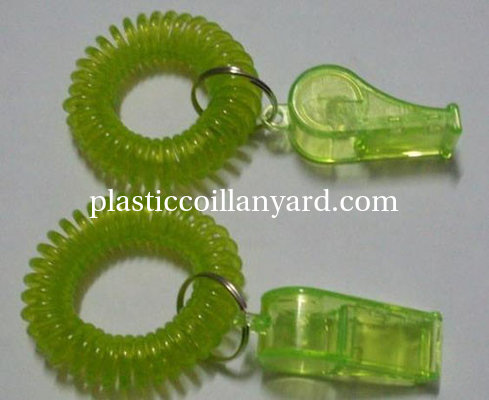 Plastic Wrist Key Coil w/Whistle as Security Promotional Gift supplier