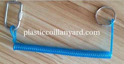 Plastic Bungee Coiled Cord W/Colored Carabiner Hook Simple Tether Leash supplier