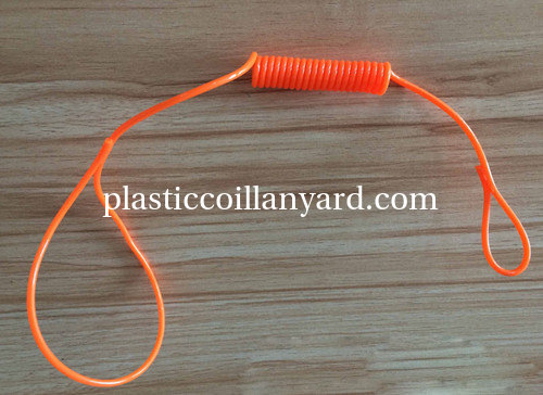 Plastic Bungee Coiled Cord W/Colored Carabiner Hook Simple Tether Leash supplier