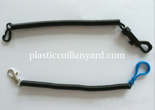 Plastic Spiral Cansion Key Coil Chain Black Purple Long Tether Leash supplier