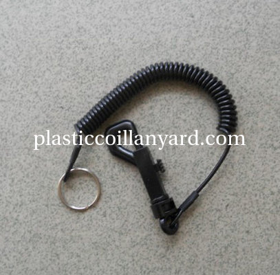 Plastic Spiral Cansion Key Coil Chain Black Purple Long Tether Leash supplier
