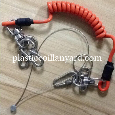 High Quality Short Coiled Tool Lanyard w/Heavy Duty Snap Hooks Steel/Plastic Coard Inside Available supplier