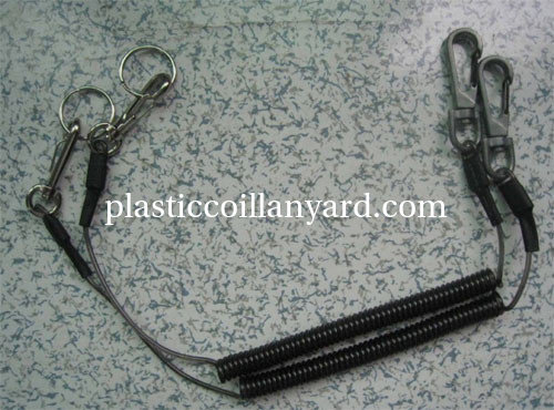 0.8 Steel Wire Inside Best PU Jacket Spring Coiled Protective Lanyard Tether w/Custom Logo Tag supplier