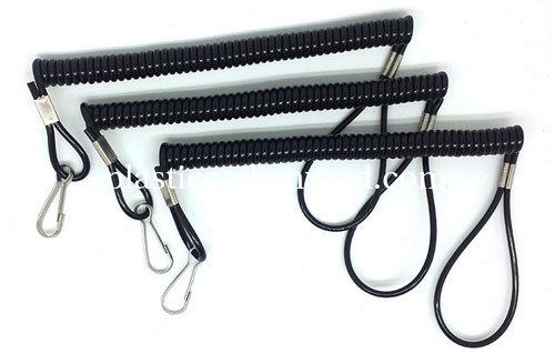 Heavy Duty Reingforced Solid Balck PU Coated 4.0mmDia Wire 1.2mm Inside Steel Cable Lanyard Tether supplier