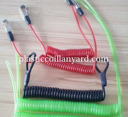 Flexible plastic customized size coil tether w/mini loop on two ends simple tool wire lanyards supplier