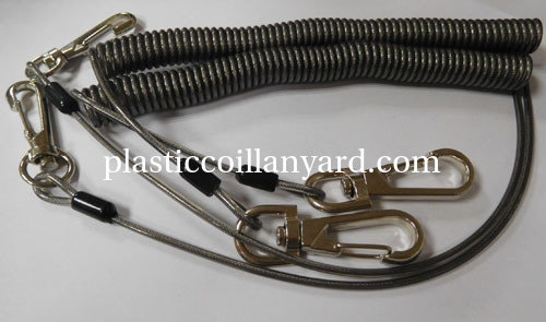 Big strong pulling innovative stainless steel wire spiral coil lanard w/thumb trigger hook supplier