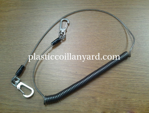 Big strong pulling innovative stainless steel wire spiral coil lanard w/thumb trigger hook supplier