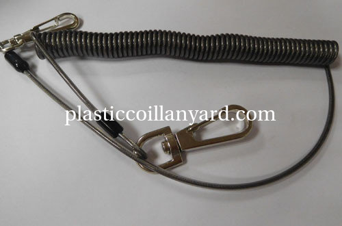 Big strong pulling innovative stainless steel wire spiral coil lanard w/thumb trigger hook supplier