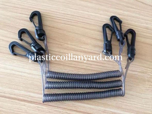Jet Ski Safety Hand Coiled  Tool Lanyard 3.0mm Line Diametre Solid Black Extendable Strap supplier
