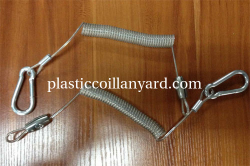 Transparent Clear Plastic PU Stainless Steel Core Coiled Tether Rope supplier