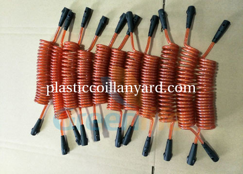 Plastic White Core Orange PU Coated Anti-Lost Coiled Leash Tethers supplier