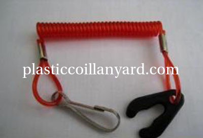 Plastic White Core Orange PU Coated Anti-Lost Coiled Leash Tethers supplier