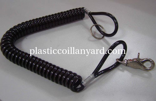 Orange Plastic Core Detachable Elastic Coil Cord W/Stainless Steel Ring&Karabiner supplier