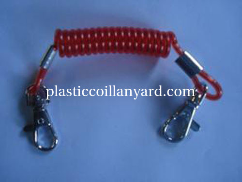 Orange Plastic Core Detachable Elastic Coil Cord W/Stainless Steel Ring&Karabiner supplier