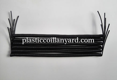 China Solid Black Steel Wire 0.8mm Plastic Coated High Grade Spring String Coil Tether 4mm Cord Dia Ready for Hooks supplier