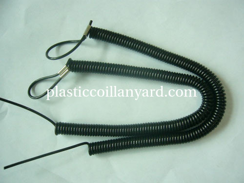 China Solid Black Steel Wire 0.8mm Plastic Coated High Grade Spring String Coil Tether 4mm Cord Dia Ready for Hooks supplier