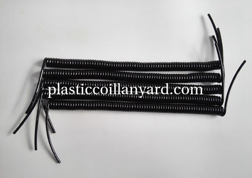 China Solid Black Steel Wire 0.8mm Plastic Coated High Grade Spring String Coil Tether 4mm Cord Dia Ready for Hooks supplier