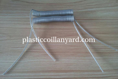 China Manufacturer Transparent Red 4mmPlastic Coating w/1.5mm dia Wire Core Tool Bungee Coil Leash supplier
