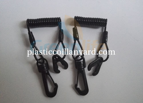 3.0mm dia Cord Solid Black Extendable Strap Customized Jet Ski Safety Hand Coiled Tool Lanyard supplier