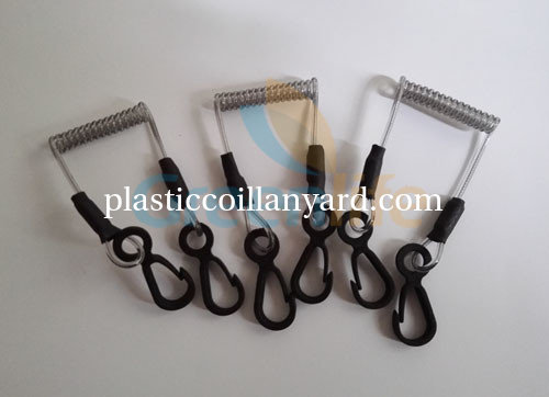 3.0mm dia Cord Solid Black Extendable Strap Customized Jet Ski Safety Hand Coiled Tool Lanyard supplier
