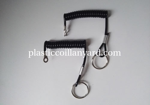 3.0mm dia Cord Solid Black Extendable Strap Customized Jet Ski Safety Hand Coiled Tool Lanyard supplier